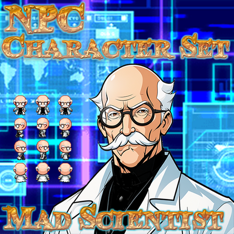 RPG Maker NPC Character Set - Mad Scientist by GalacticGod