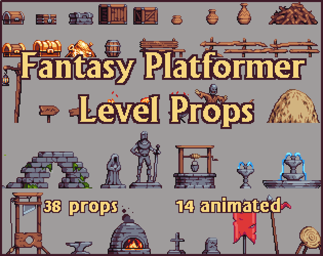 Fantasy Platformer Pixelart Props by aamatniekss