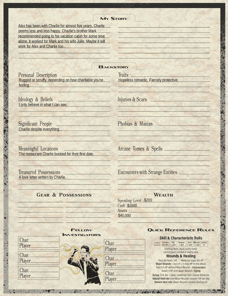 Alone Against the Static Free Character Sheets Pack by Chaosium