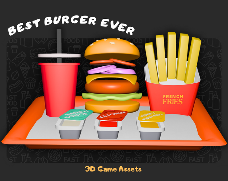 3D Burger Constructor Asset Pack by meshifix