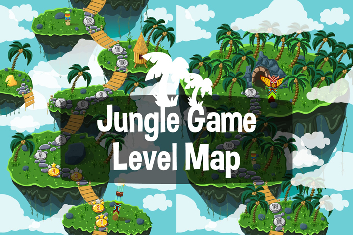 Jungle Level Map Backgrounds by Free Game Assets (GUI, Sprite, Tilesets)