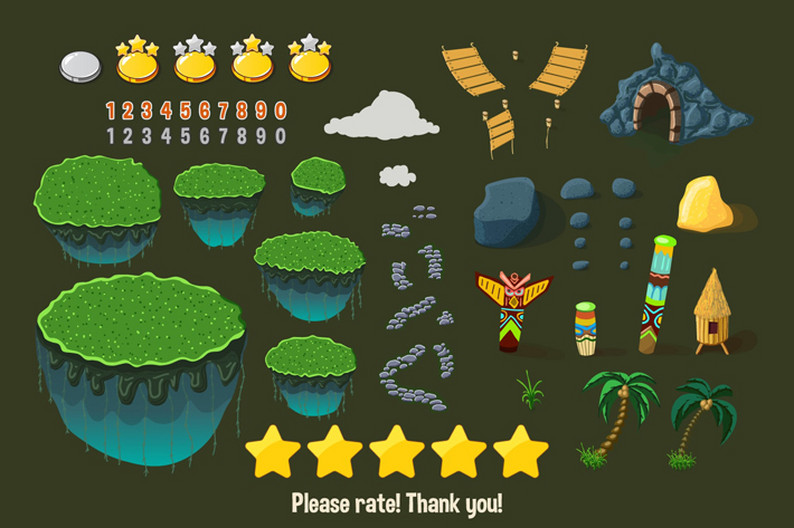 Jungle Level Map Backgrounds by Free Game Assets (GUI, Sprite, Tilesets)