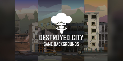 Destroyed City Backgrounds by Free Game Assets (GUI, Sprite, Tilesets)