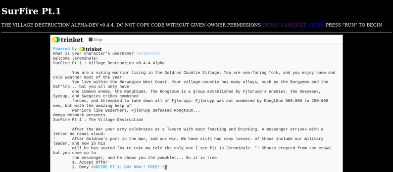 SurFire Pt.1 : The Village Destruction (PUBLIC RELEASE) by Omega Net Games