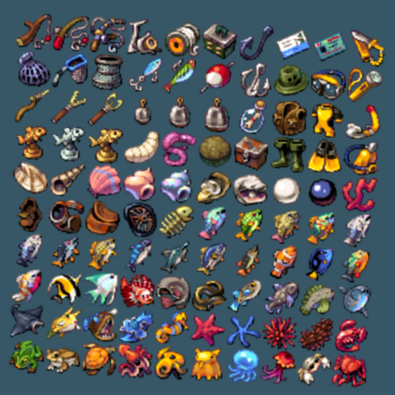 Pixel RPG Icons Fishing 32×32 by Thomas Feichtmeir "Cyangmou"