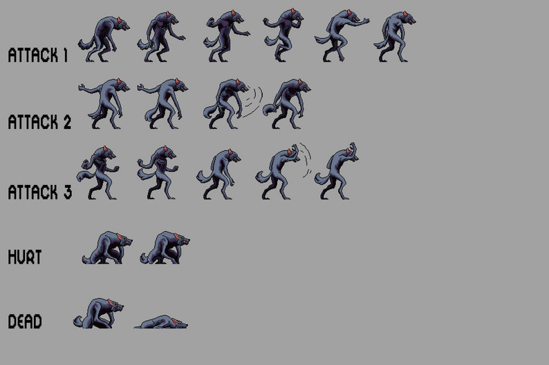 Free Werewolf Sprite Pixel Characters by Free Game Assets (GUI, Sprite ...