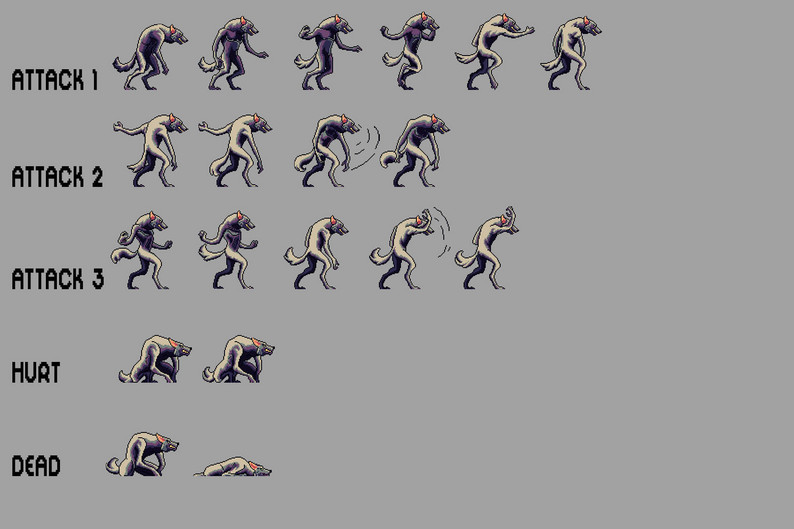 Free Werewolf Sprite Pixel Characters by Free Game Assets (GUI, Sprite ...