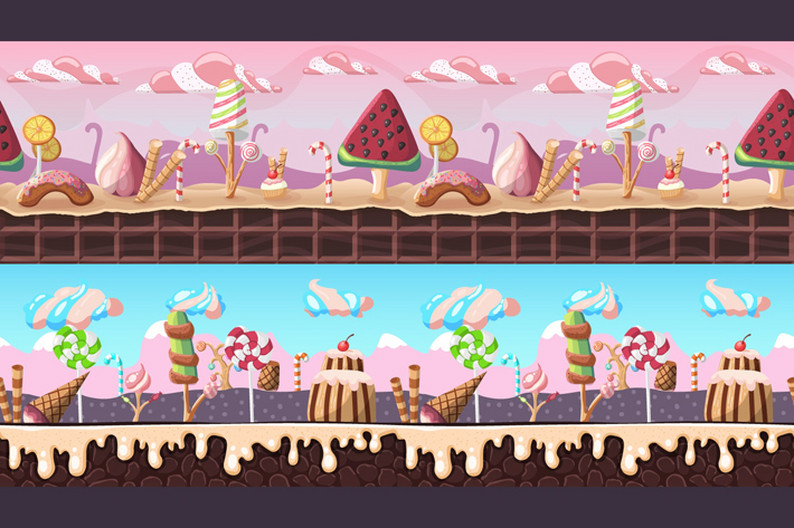 Parallax Candy Backgrounds by Free Game Assets (GUI, Sprite, Tilesets)