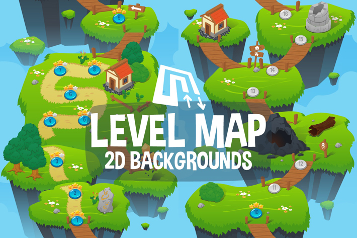 Level Map Backgrounds by Free Game Assets (GUI, Sprite, Tilesets)