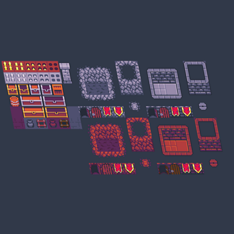 top-down dungeon tileset by Ishtar Pixels