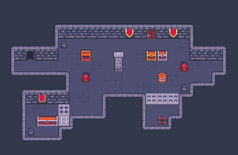 top-down dungeon tileset by Ishtar Pixels