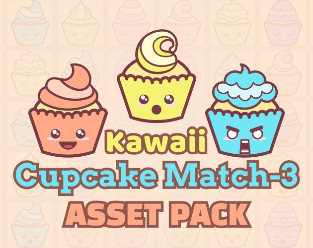 Kawaii Cupcake Match-3 Asset Pack by monixxy