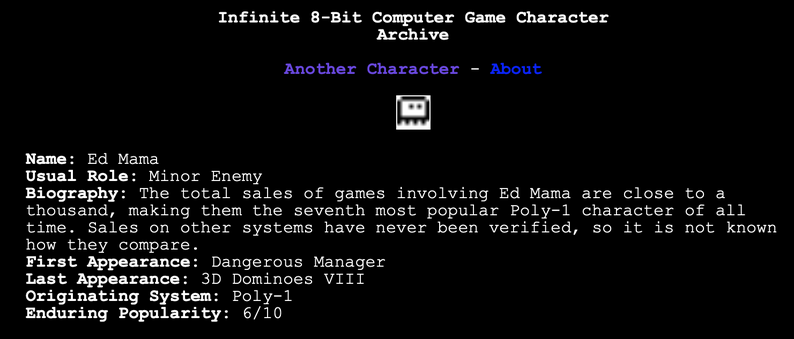 The Infinite 8-Bit Computer Game Character Archive by dngdng