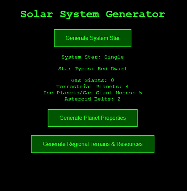 Solar System Generator: AlienRPG by Anatexis