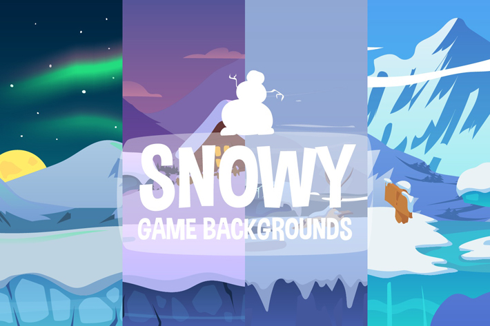 Parallax Snowy Game Backgrounds by Free Game Assets (GUI, Sprite, Tilesets)