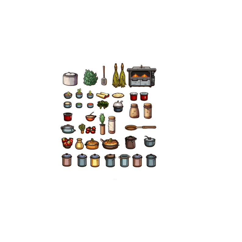 kitchen inventory / decoration sprite sheet - 128 Items by Toxic Color ...