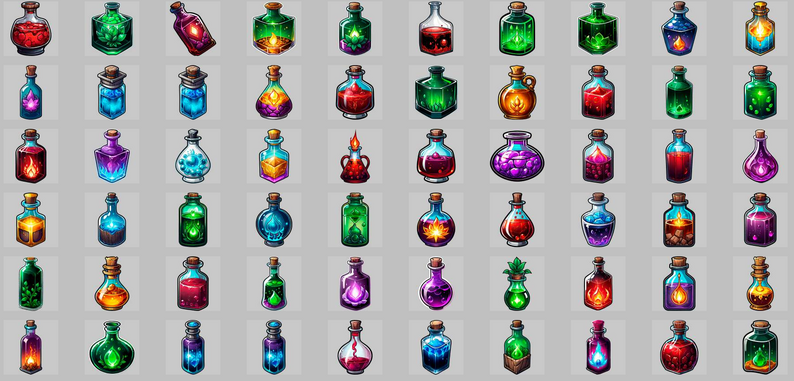 Pack 18 - Potions - 500+ Sprites by FortressSide