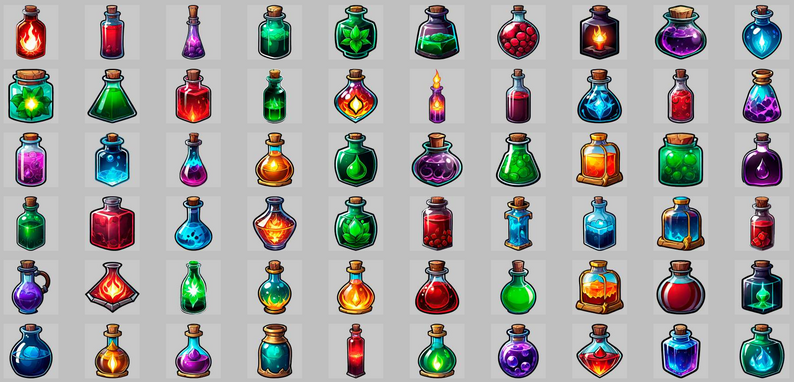 Pack 18 - Potions - 500+ Sprites by FortressSide