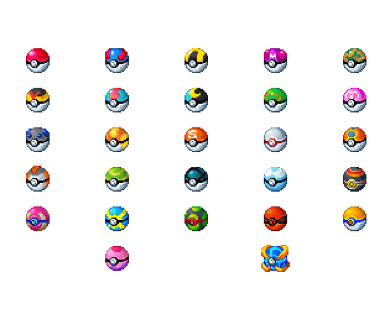 28 Pokeballs Sprites Pack [32x32] by brendonnogard