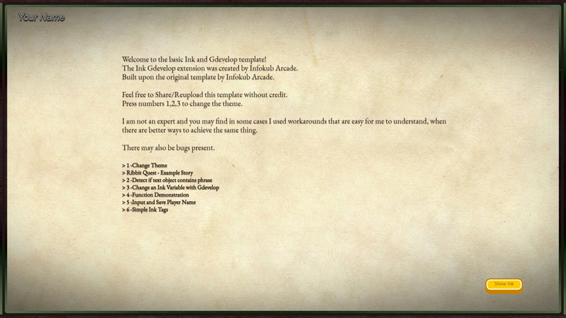 Ink For Gdevelop Template (Ink Language / Inkle) by EchoDiff