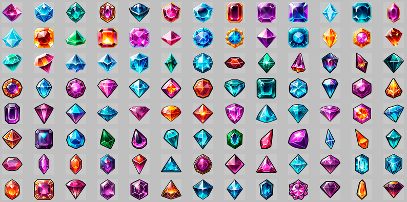 Pack 21 - Gems-&-Jewels - 550 Sprites by FortressSide