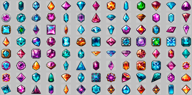 Pack 21 - Gems-&-Jewels - 550 Sprites by FortressSide