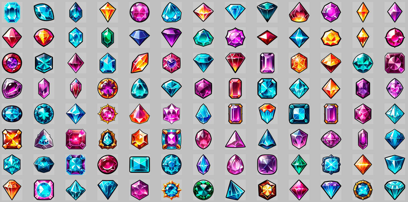 Pack 22 - Gems-&-Jewels - 550 Sprites by FortressSide