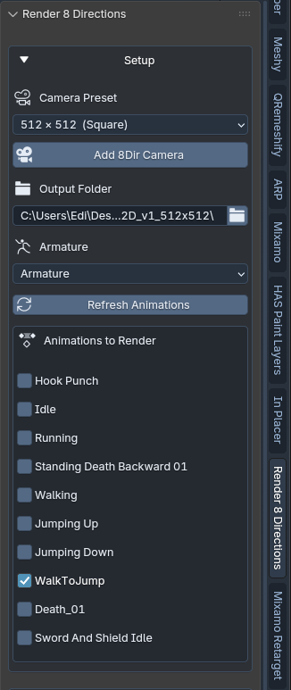 8 Directions Render Plugin for Blender by AUTeddy