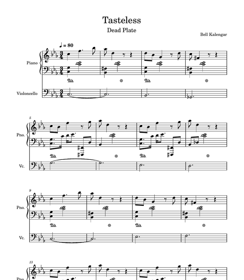 Dead Plate Official Sheet Music by Bell Kalengar