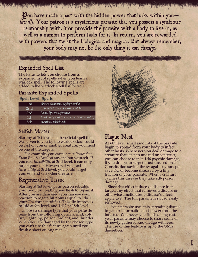 The Parasite - Warlock Subclass (D&D 5E) by AustinWL