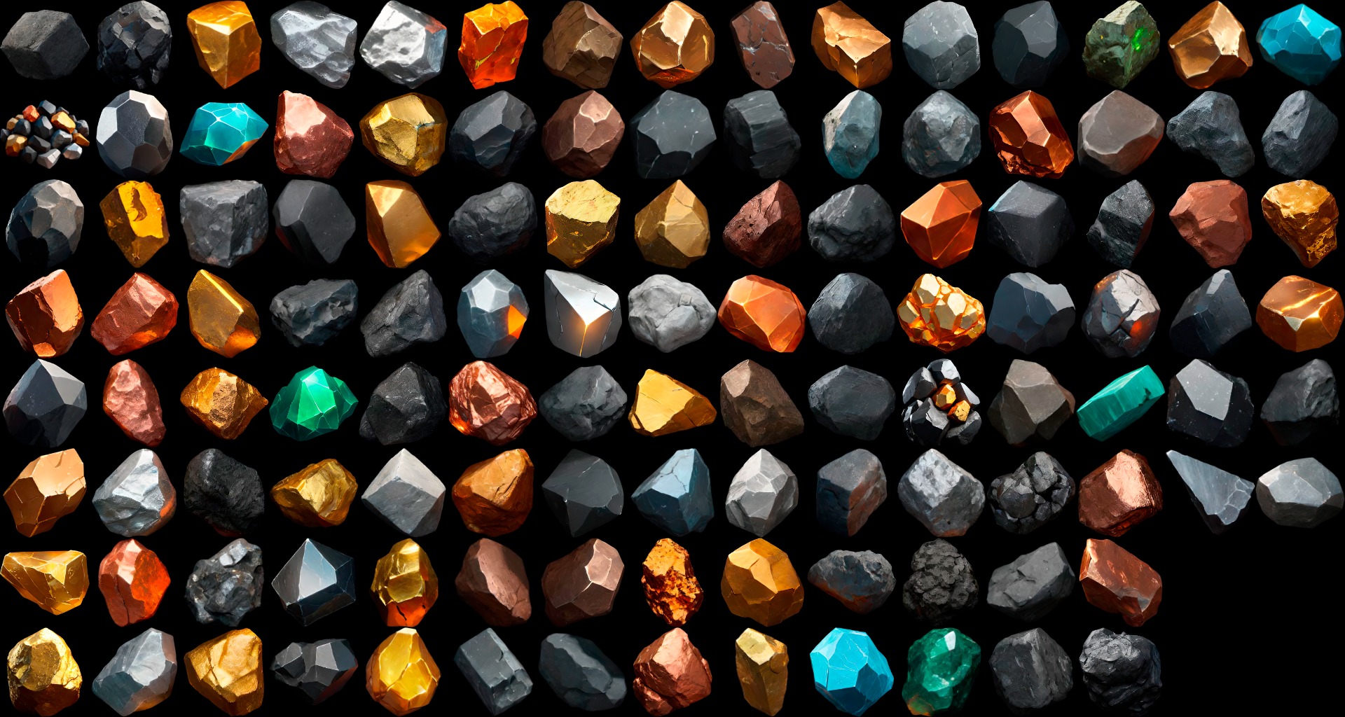 Pack 24 - Ores-&-Minerals- 1000+ Sprites by FortressSide