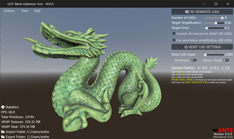 GLTF Mesh Optimizer Tool by Antz