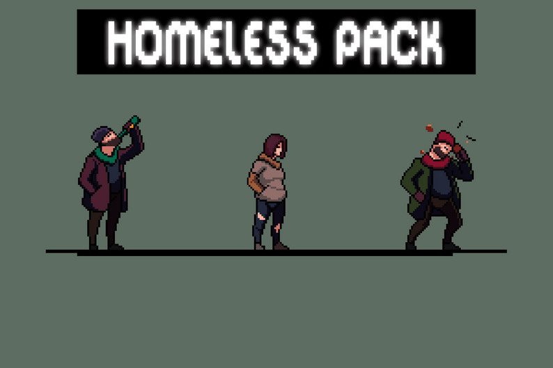 Free Homeless Pixel Sprite Sheets by Free Game Assets (GUI, Sprite ...