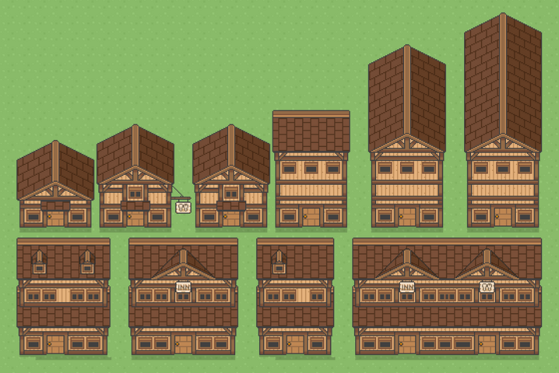 RPG Asset: Buildings Tileset Pack - Wooden Architecture by VectoRaith