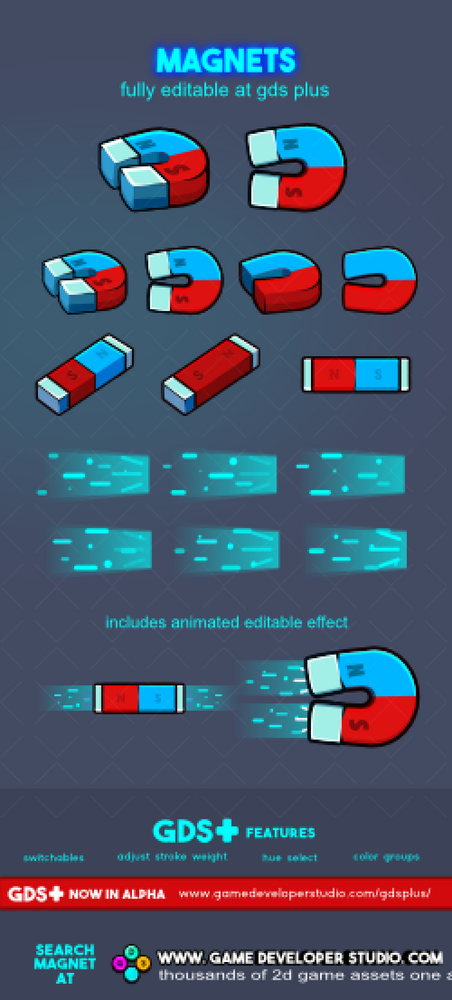Magnets game icons by Robert Brooks - gamedeveloperstudio.com