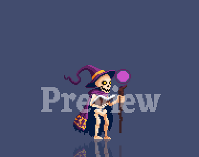 Skeleton Mage 2D Pixel Art by Mattz Art