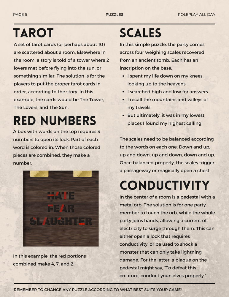 TTRPG & Escape Room Puzzle Collection by Roleplay All Day