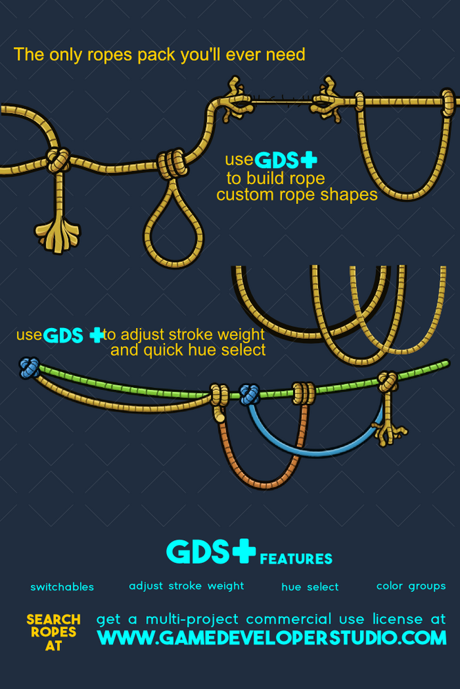 Extensible ropes sprite pack by Robert Brooks - gamedeveloperstudio.com
