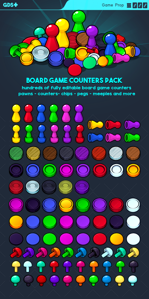 Game counters mega pack by Robert Brooks - gamedeveloperstudio.com