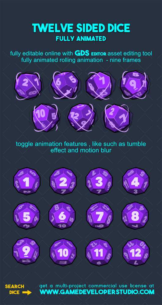 Twelve sided dice by Robert Brooks - gamedeveloperstudio.com