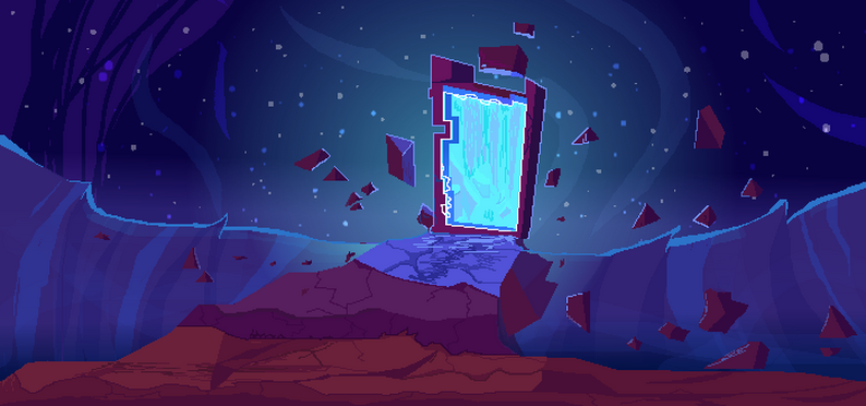 Portal Pixel art 2D background free by TheRustyArt