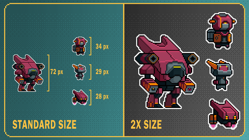 2D Pixel-Art SciFi Robots Toolkit Vol.3 by Barely_Games