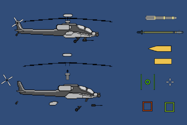 Pixel art Apache Helicopter by Erza Lotus Arcane