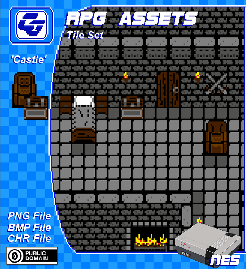 RPG Assets Tile Set 'Castle' NES by chasersgaming