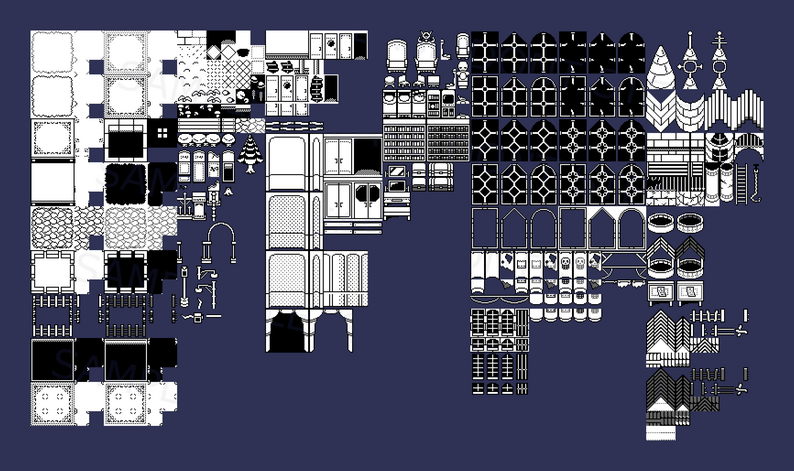 1-Bit Fantasy Castle Tileset by TheOtherGuy