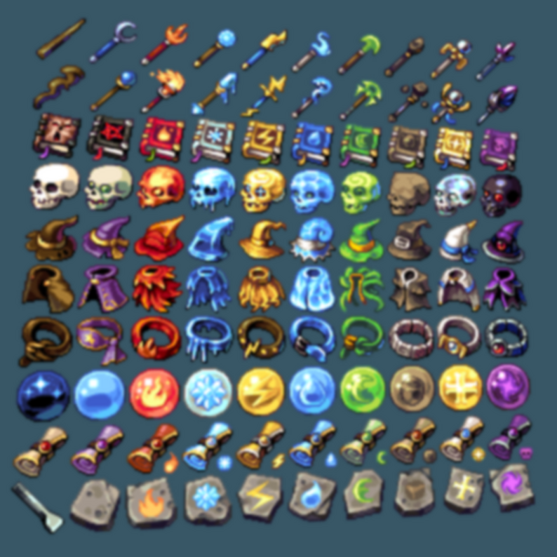 Pixel Fantasy RPG Wizard Icons 32×32 by Thomas Feichtmeir "Cyangmou"