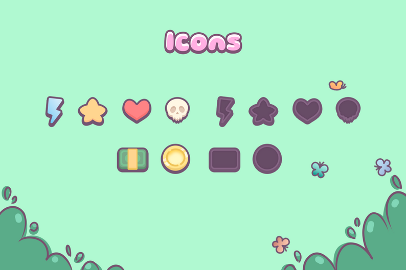 🌸 Garden cozy kit UI/GUI buttons and icons by mandinhart