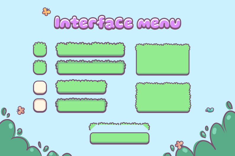 🌸 GARDEN COZY KIT UI/GUI buttons and icons by mandinhart