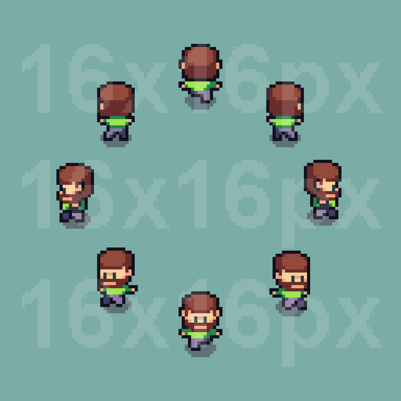 RPG characters "8 directions" 16x16px by Di3goalmeida