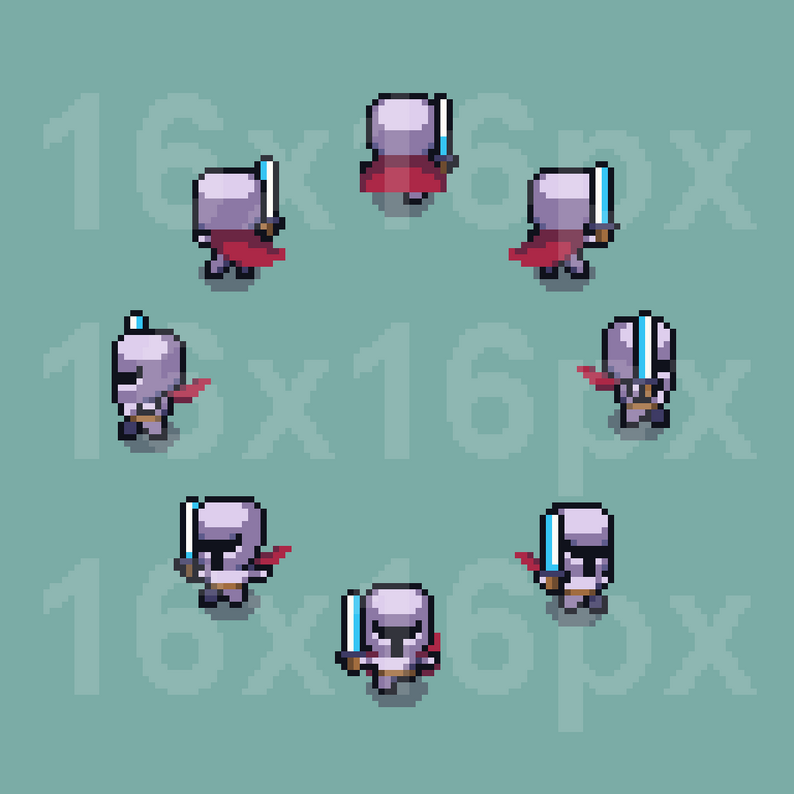 RPG characters "8 directions" 16x16px by Di3goalmeida
